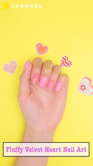 Fluffy Velvet Heart Nail Art | C CHANNEL