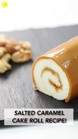 SALTED CARAMEL CAKE ROLL RECIPE! | C CHANNEL